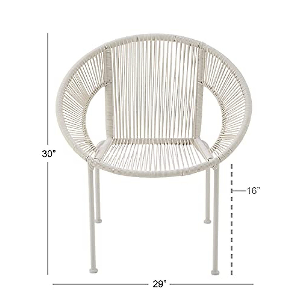 Deco 79 Plastic Rattan Outdoor Chair, 29" x 23" x 30", White