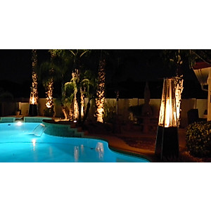 Hiland HLDSO1-WGTHG Pyramid Glass Tube Propane Patio Heater w/Wheels, 40,000 BTU, Hammered Bronze