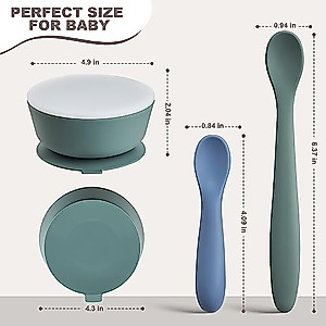 VITEVER 3 Pack Silicone Baby Bowls with Suction, Food Grade Silicone Toddler Bowls with Lids and Spoons, First Stage Set, BPA Free, Dishwasher, Microwave & Freezer Safe