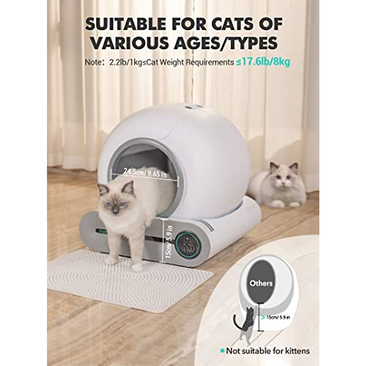 (2023 New) Famree Pet Smart Self-Cleaning Cat Litter Box, Automatic Cat Litter Cleaning Robot with 65L+9L Large Capacity/APP Control/Ionic Deodorizer for Multiple Cats
