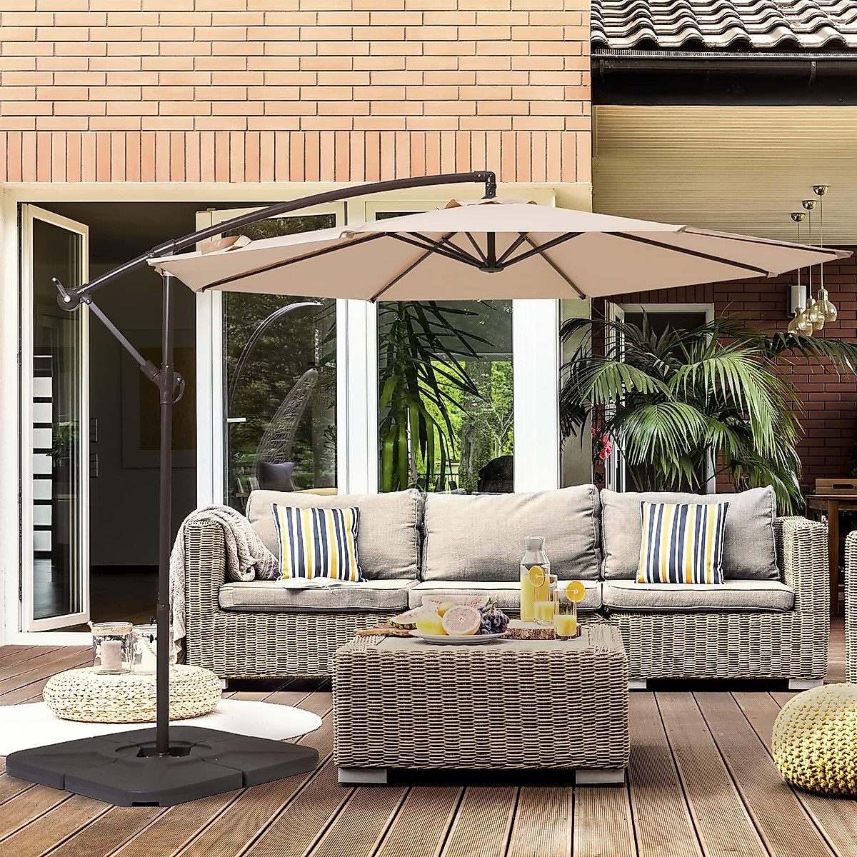 UDPATIO Heavy Duty Patio Umbrella Base Round Umbrella Stand Outdoor Base(80 lbs) with Water Sand Filled for Market Umbrella Table Umbrella