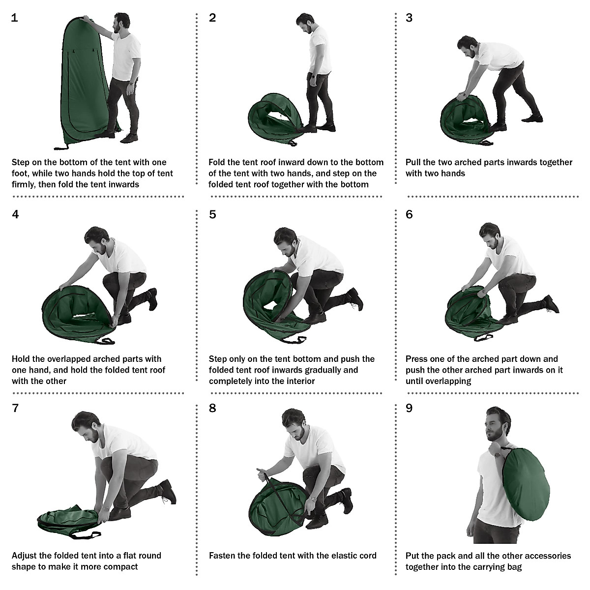 Pop Up Pod - Privacy Shower Tent, Dressing Room, or Portable Toilet Stall with Carry Bag for Camping, Beach, or Tailgate by Wakeman Outdoors (Green)