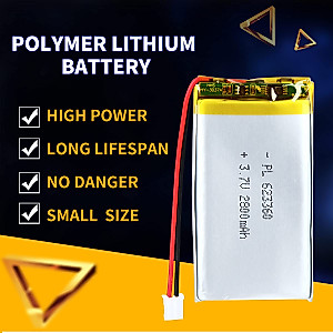 AKZYTUE 3.7V 1500mAh 623360 Lipo Battery Rechargeable Lithium Polymer ion Battery Pack with PH2.0mm JST Connector