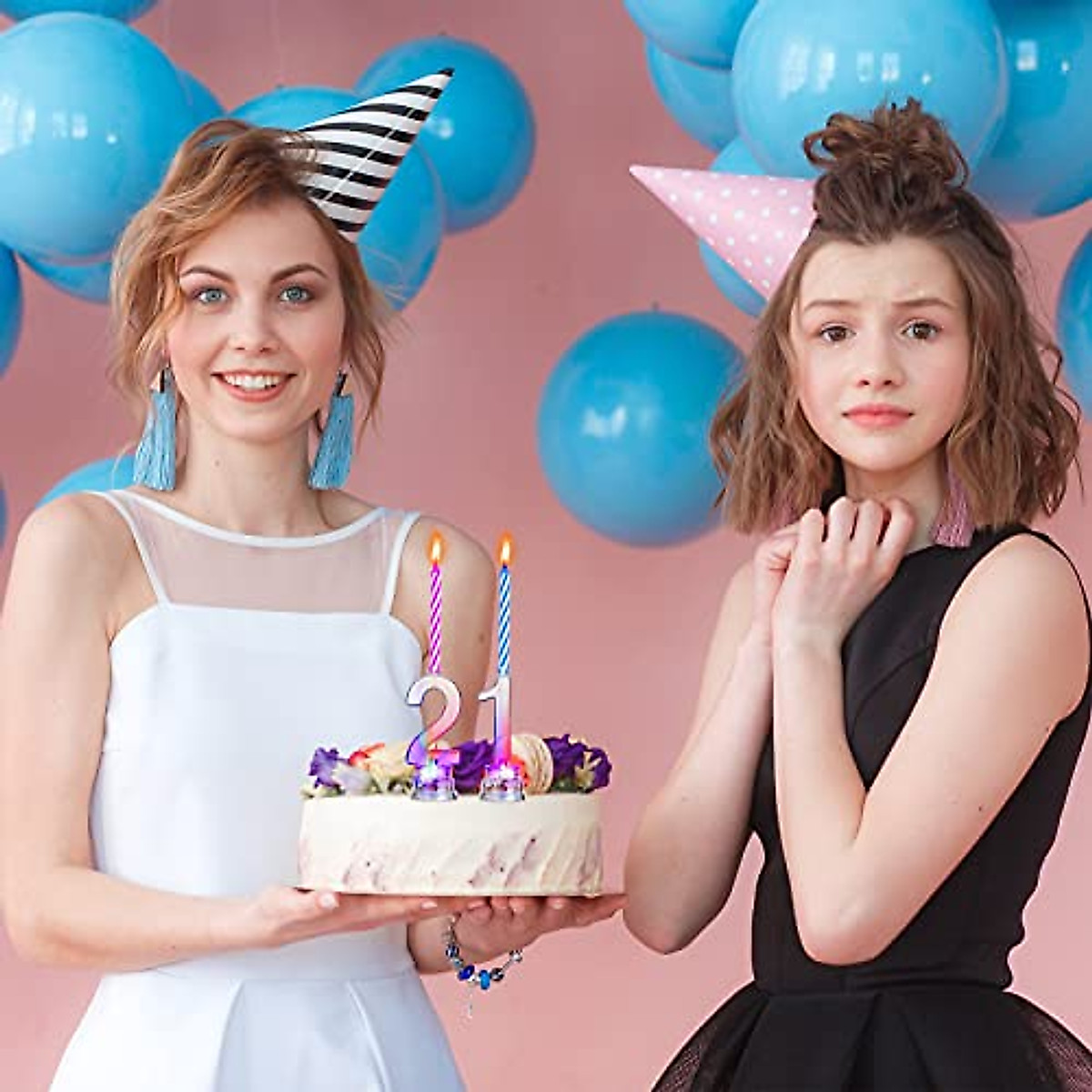 20 Pieces Birthday Number Candle Flashing Multicolor Light up Cake Candle Set LED Number Birthday Cake Topper Candle with 80 Pieces Wax Candles for Birthday Anniversary Celebration