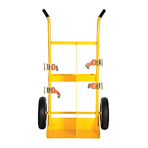 Vestil CYL-E Steel Cylinder Torch Cart with Pneumatic Wheels 23 in. x 34-1/2 in. x 57 in. 500 Lb. Capacity Yellow