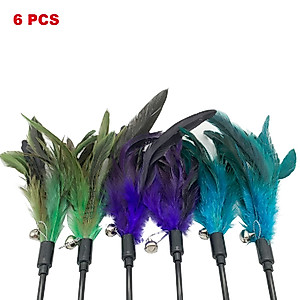 CATENESS Cat Wand Toy Feather Stick Cat Toys, 8 PCS Cat Feather Wand Toys, Interactive Cat Toy Feather Wand for Indoor Cats
