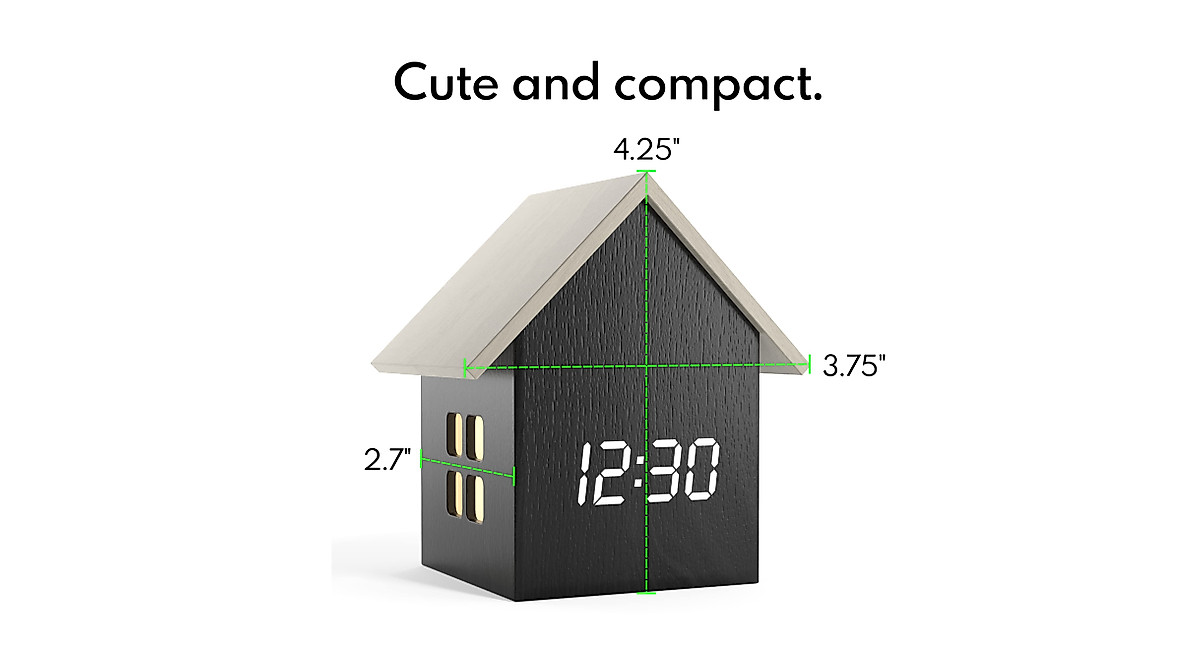 Driini House-Shaped LED Alarm Clock - Cute & Compact