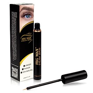 FEG Max Eyelash Serum | For Lash and Brow | Fast Effective Growth Creates Longer & Darker Eyelashes | Natural Eyelash Serum to Grow Lashes | 6 mL