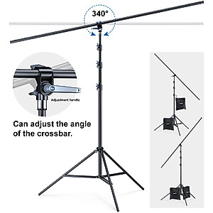 LINCO Lincostore T-Shape Portable Background Backdrop Support Stand Kit 6.7ft Wide 9.5ft Tall Adjustable Photo Backdrop Stand with 3 Clamps