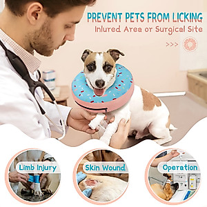 Supet Inflatable Dog Cone Collar Alternative After Surgery, Dog Neck Donut Collar Recovery E Collar for Post Surgery, Soft Dog Cone for Small Medium Puppies Cats