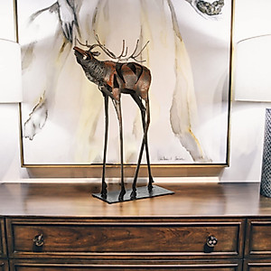 ASLUSNEY Metal Deer Statues,Elk Sculptures handicrafts Home Decor,100% Handmade Rustic Metal Crafted Reindeer Ornament Figurines Gifts for Bookshelf Office Desk & Home Decorations(Deer)