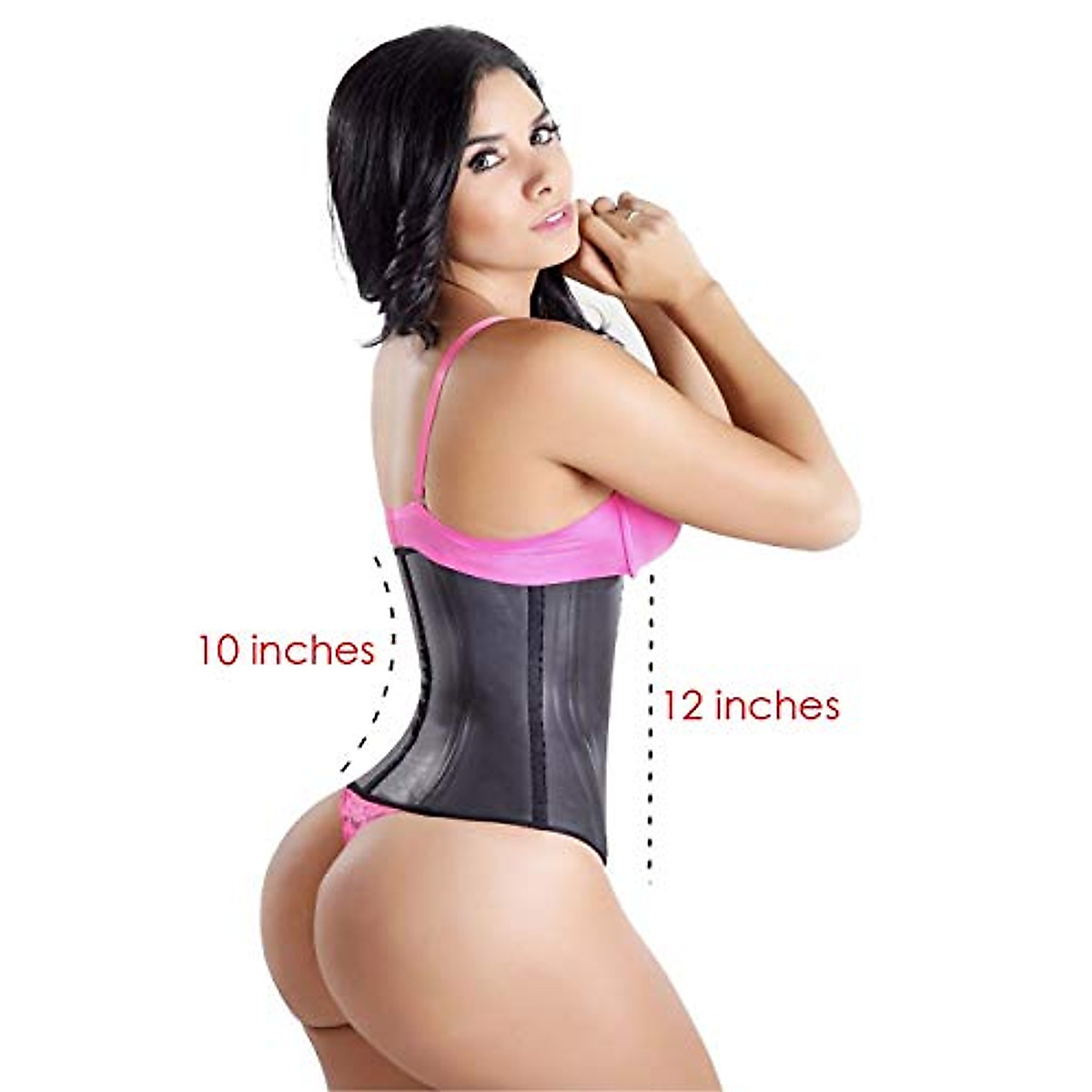 Lady Slim Fajas Colombianas Reductoras Y Moldeadoras para Mujer Underbust Latex Waist Trainer Hourglass Body Shaper for Women Black V2 S