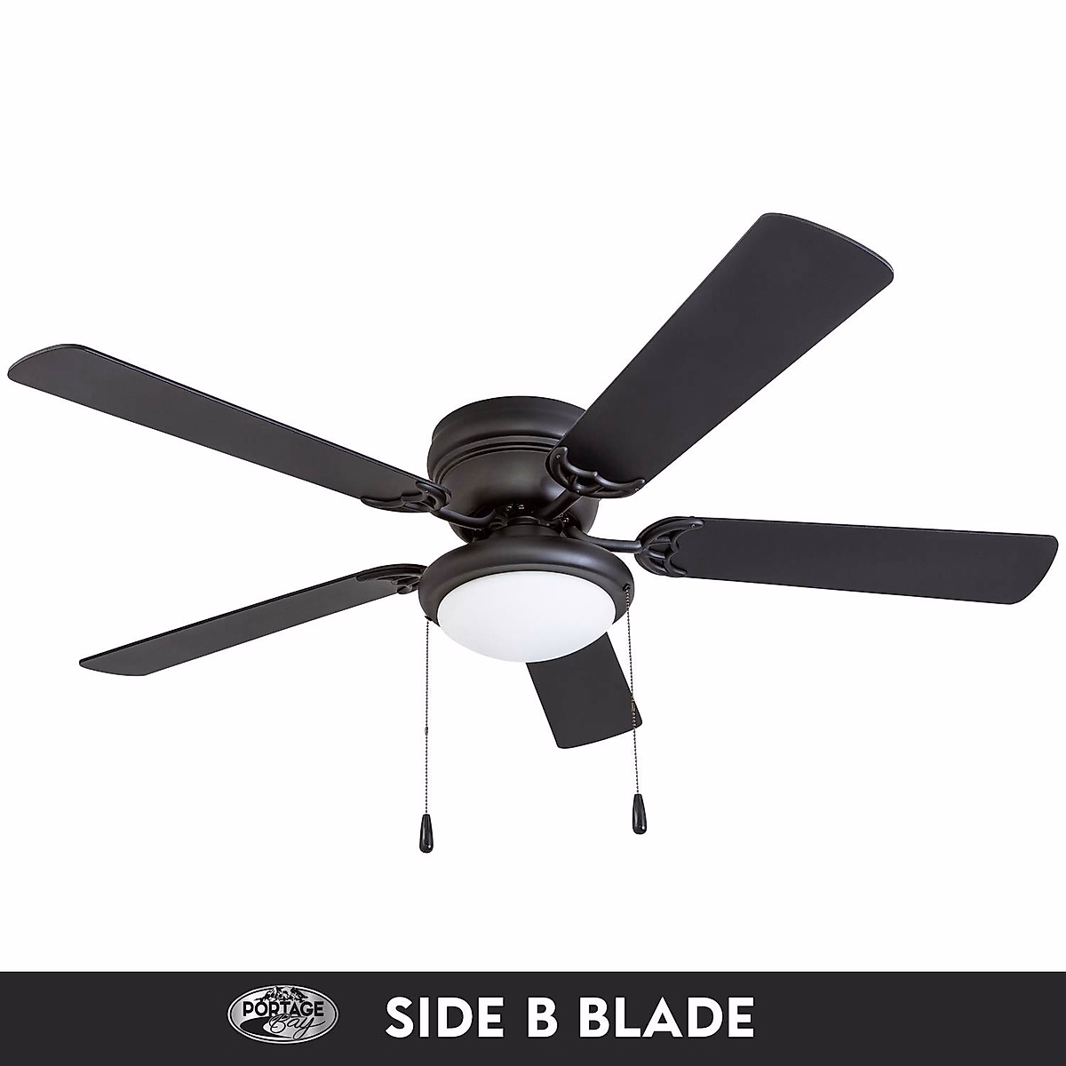 Portage Bay 50251 Hugger 52" Matte Black West Hill Ceiling Fan with Bowl Light Kit