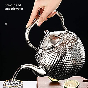 VATTEA Water Kettle Electric Stainless steel teapot hammer pattern kettle with tea strainer household restaurant induction cooker tea maker (Color : Silver)