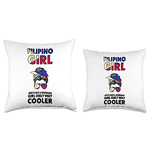Philippines flag filipino Gifts just Like a Normal Girl Filipino Roots Throw Pillow, 16x16, Multicolor