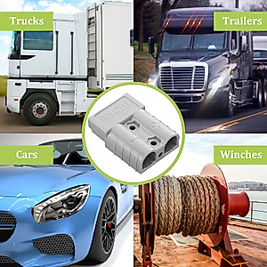 8 Pcs 10-12 Gauge Battery Quick Connector 50 Amp Battery Quick Connect Disconnect with 10/12 AWG, Wire Harness Plug Kit Cables Connect Disconnect Plug for Motor Recovery Winch Trailer Towing Systems