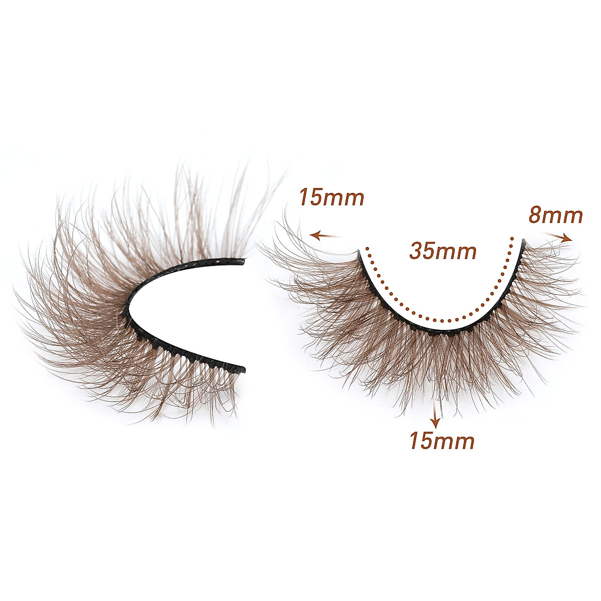 Mink Lashes Fluffy Brown False Eyelashes Natural Look Volume Wispy Cat Eye Lashes 15mm 7 Pairs Pack by FANXITON