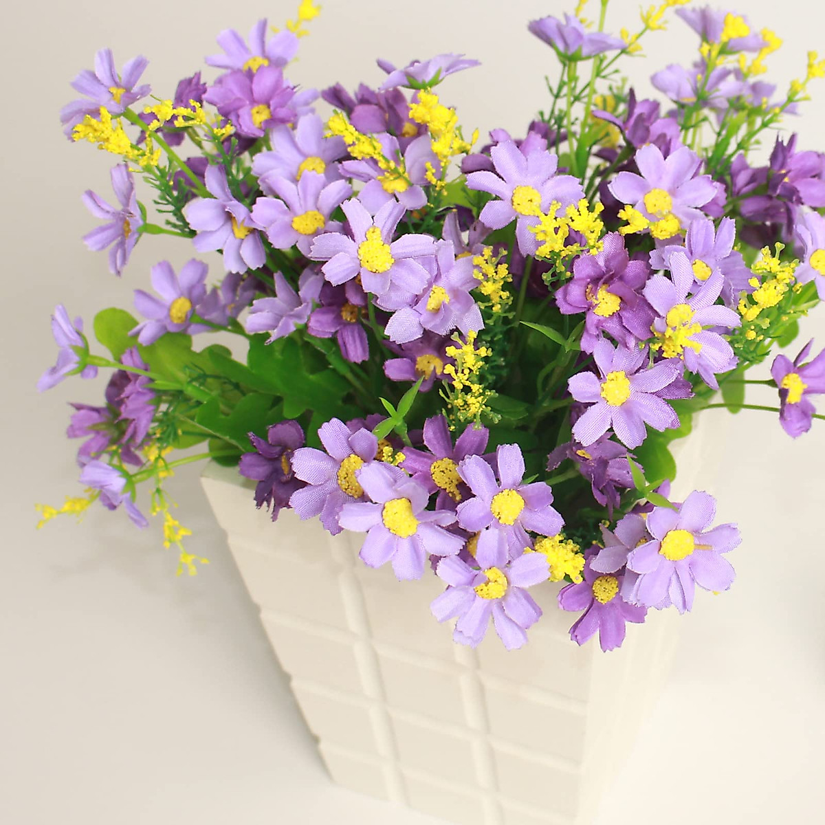 BOSHENG Outdoor Artificial Flowers Chrysanthemum for Courtyard Decor Small Daisies Plastic Greenery Shrubs Plants for Home Wedding Office Garden Decor(Dark Purple 6 Pack,3 Branches per Bunch)