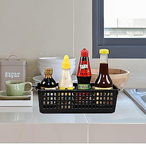 Hayixia Black Small Organizing Basket Bin, Slim Plastic Stroage Basket for Desktop, Set of 12