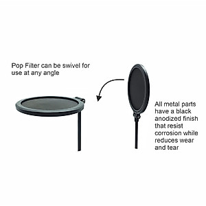3.25" Broadcast/Recording Pop Filter with 2" clamp