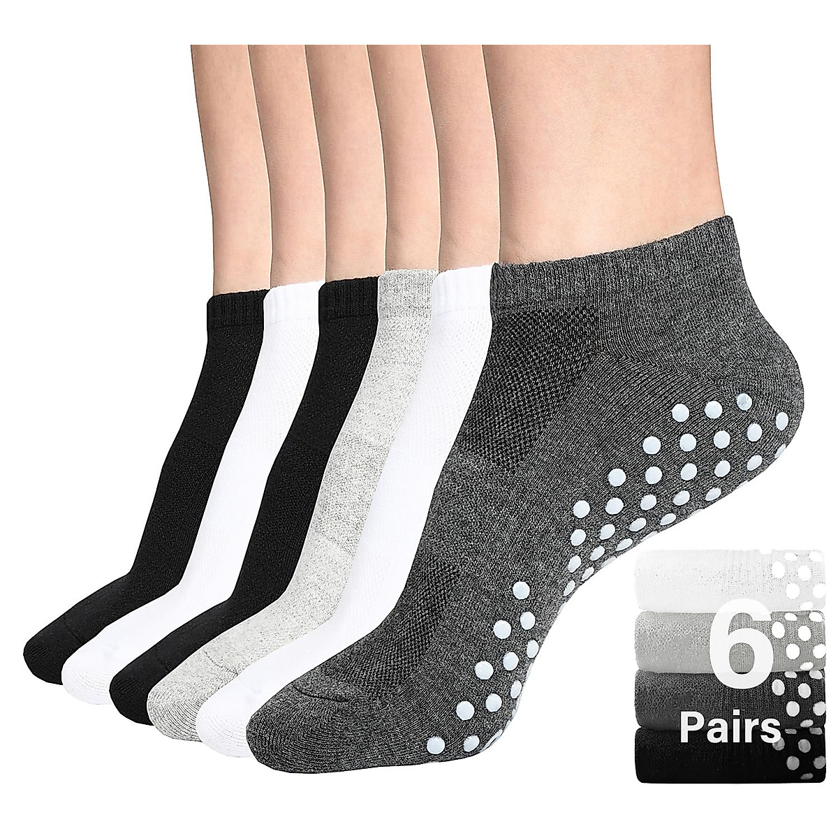 DIBAOLONG Non Slip Yoga Socks for Women, Anti-Skid Gripper Socks Pilates Barre Bikram Fitness Socks with Grips