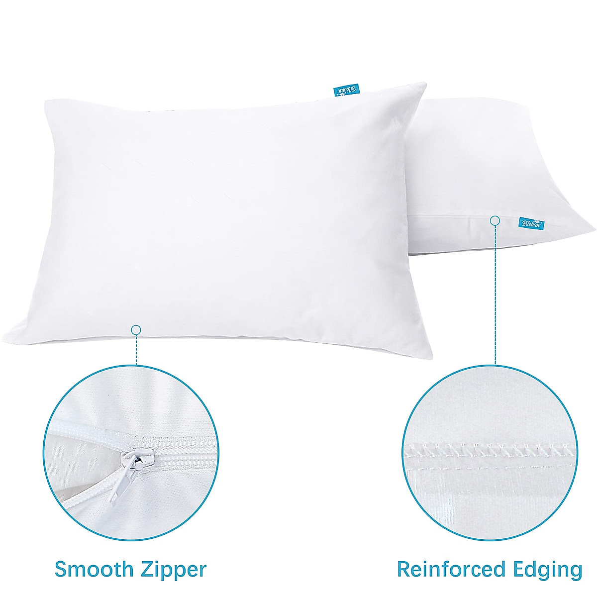 Toddler Pillowcase 4 Pack Waterproof Pillow Protector Zippered Pillow Cover Fit for Toddler Pillow 13"x18" & 14"x19", White Pillow Cases Toddler Pillowcase Encasement Covers Machine Washable