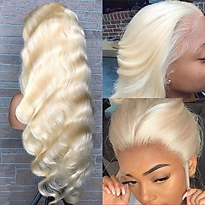 613 Lace Front Wig Human Hair 13x4 HD Body Wave Blonde Lace Front Wigs Human Hair Pre Plucked with Baby Hair 613 Frontal Wig 150% Density Brazilian Virgin Hair for Women 22 Inch