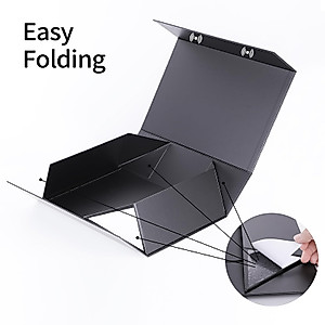 ELONG HOME Black Gift Box, 13"x 9"x 4" Large Gift Box with Ribbon and Magnetic Lid, DIY Paint/Writing Magnetic Gift Box for Small Business, Parties Apparel, Halloween and Christmas