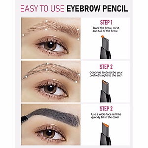 Yfulfill Grey Eyebrow Pencil for Older Women, Gray Eyebrow Pencil for Older Women Waterproof, Eye Brow Pencils for Women Grey, Eyebrow Pen for Gray Hair