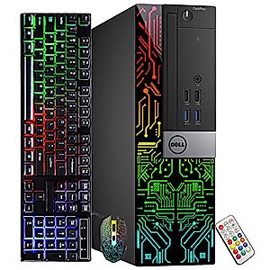 Dell OptiPlex Gaming Desktop RGB Lights Computer Intel Core i5 3.20GHz Radeon RX 550 4GB 16 GB RAM 512GB M.2 NVME (Fast Boot) Windows 10 Pro - WiFi - Bluetooth - HDMI (Renewed)