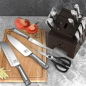 Knife Set, imarku 16 PCS High Carbon Japanese Stainless Steel Knife Sets for Kitchen with Block, Ultra Sharp Kitchen Knife Set with Sharpener Chef Knife Set, Dishwasher Safe