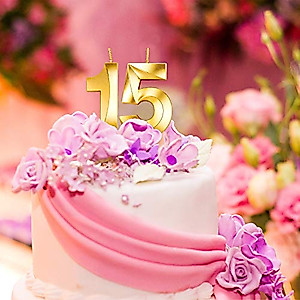 LUTER Gold 3D Diamond Shape Happy Birthday Cake Candles with Fold Design Number Candles Number 7 Birthday Candle Cake Topper Decoration for Party Kids Adults