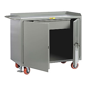 Little Giant MH-2D-2436-HDFL Mobile Bench Cabinet with Locking Solid Door and Heavy-Duty Drawer,1/4" Hardboard Top Surface, 24" Length, 36" Width