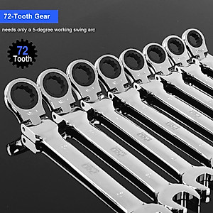 Prostormer 14-Piece Flex-Head Ratcheting Wrench Set, 6-19mm Metric Chrome Vanadium Steel Ratchet Wrenches, Combination Ended Spanner Kit with Storage Case