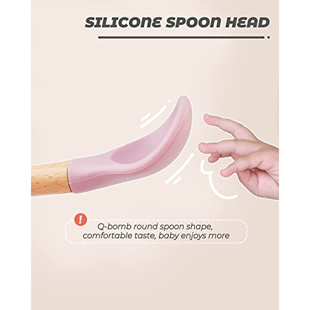 10 Pieces Bamboo Baby Spoons & Baby Forks Set, Chewable Baby Utensils for Self-Feeding, Bamboo and Silicone Baby Utensils, Kids Utensils for Over 6 Months Babies