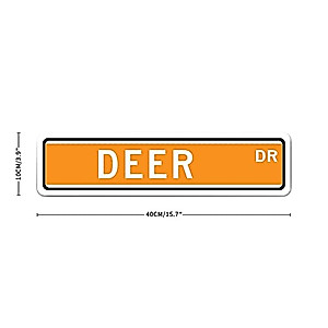 Metal Name Sign Deer Street Sign Street Warning Sign - Heavy Duty Rust-proof Metal Frame, Shipped from USA 4" x 16"