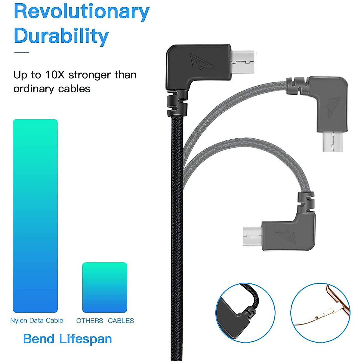 RCstyle Durable Micro USB-IOS Cable Compatible with DJI Mavic Air/Pro/Mini/Spark (to Type-C)