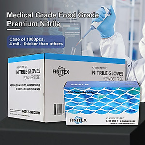 FINITEX Nitrile Disposable Medical Exam Gloves 1000 PCS 4 mil Powder-free Latex-Free Examination Home Cleaning Food Gloves (Small)