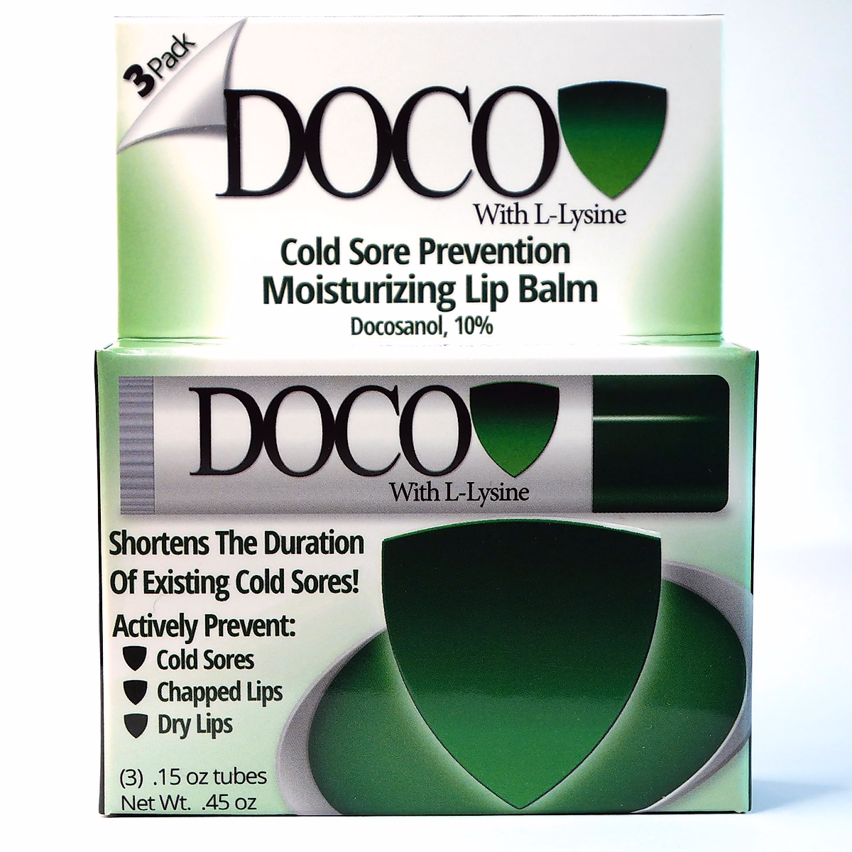 DocoShield Lip Balm w/Docosanol and Lysine (3-Pack)