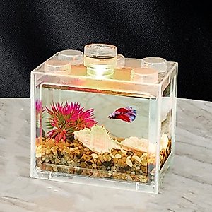 AWXZOM 2pack Small Betta Fish Tank,Small Fish Tank Plastic Fish Bowl Small Goldfish Bowl Small Aquarium beta Fish Tank with Cover (2pack-Small-Clear)