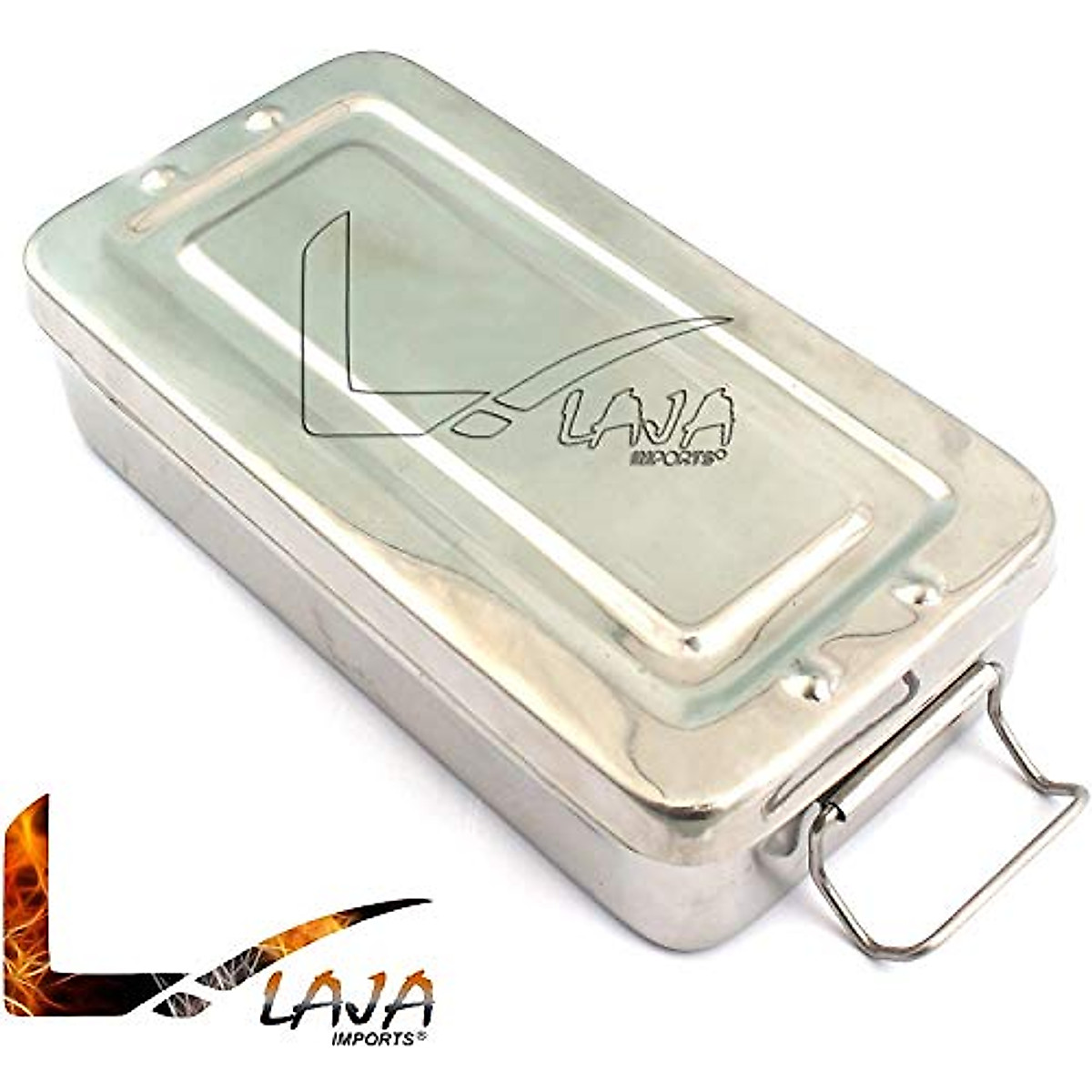 LAJA IMPORTS 8"X4"X2" Instrument Tray with LID HOLLOWARE Dental W/Lock
