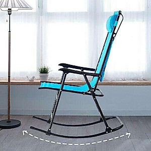 LHJA Folding Rocking Chair Rocker Porch Zero Gravity Furniture W/Canopy Light Blue Chair Rocking Chair Rocker Chair Rocker Camp Chair Rocker Recliner Rocking Camp Chair Rocking Chairs