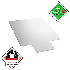 "Floortex Polycarbonate Anti-Slip Chair Mat with Lip 48"" x 60"" for Hard Floors and Low Pile Carpets", Clear (FR1215020LRA)