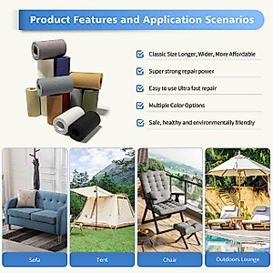 KING MOUNTAIN Canvas Repair Tape,Outdoor Gear Patch, 4×63 Inches,Waterproof,Self-Adhesive for Repairing Boat Covers,Sun Shades,Sofas,Tents,Lounge Chairs,Awnings (Black)