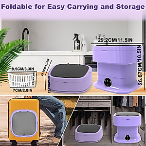 13L Mini Washing Machine, Small Portable Washer with Spin Dryer, Collapsible Luandry Washer, Foldable Compact Lavadora Portatil for Baby Clothes, Underwear, Travel, Camping, Apartments, Purple