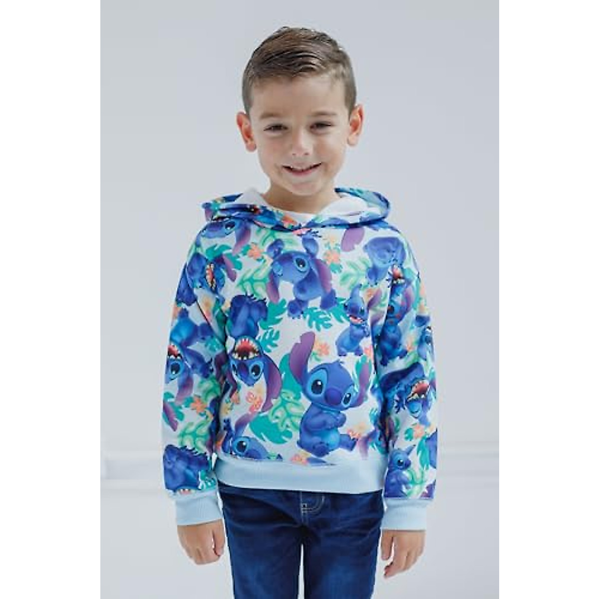 Disney Lilo & Stitch Little Girls Fleece Pullover Hoodie Blue 6