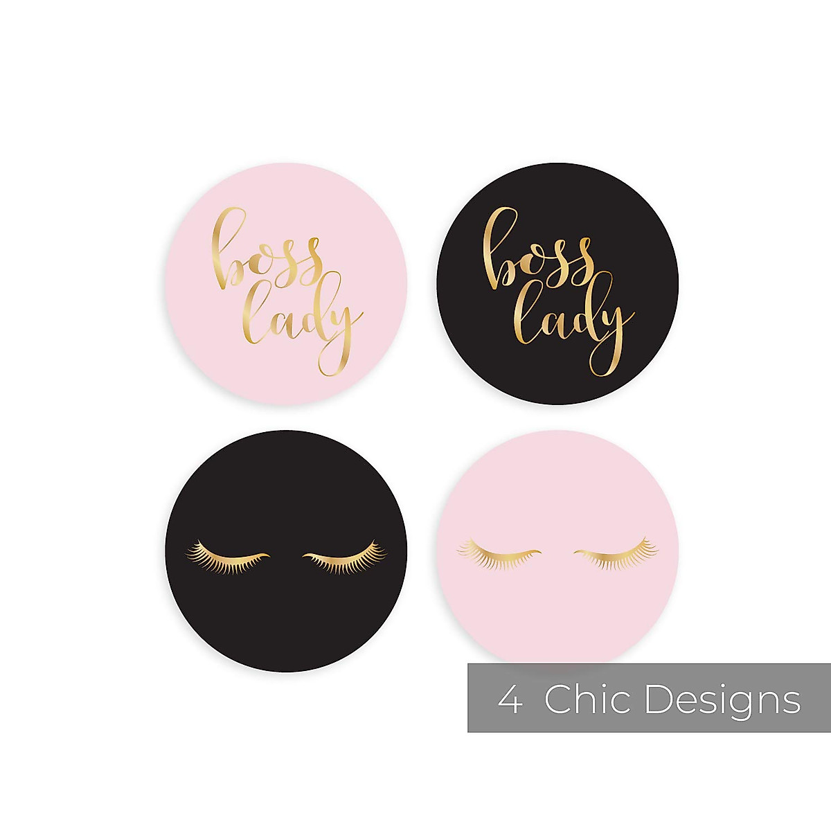 Boss Lady Eyelash Stickers / 250 Small Business Stickers/Beauty Business 1.5" Labels/Make Up Business Gold Foil Envelope Seals/Made in The USA