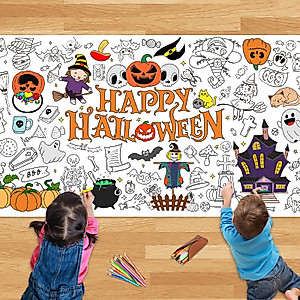 ShyLizard Halloween Giant Coloring Poster for Kids,72 x 31.5 Inch Halloween Coloring Tablecloth,Large Paper Coloring Banner for Boys Girls,Halloween Decorations,Gifts for Kids Party Favors