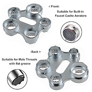 ESPETIO Faucet Aerator Removal Tool 10 in 1 Alloy Universal Metal Aerator Key Wrench Tool for Bathroom or Kitchen, Built-in Faucet Cache Aerators and Male Threads Aerators with Flat Groove