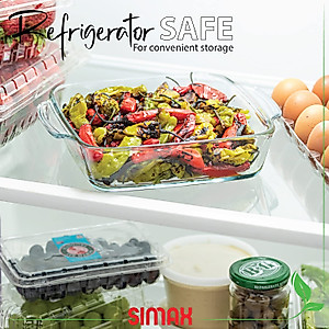 Simax Glass Roaster Dish, Large Square Roaster Pan For Baking And Cooking, Oven and Dishwasher Safe Cookware, 1.5 Quart Casserole Oven Pan